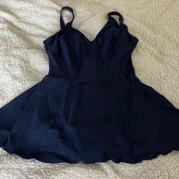 Orvis | Swim | Navy Blue Swim Dress 2 One Piece Swimsuit Open Back ...